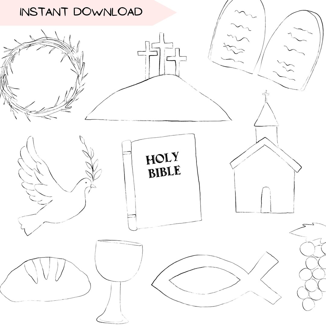 Bible Graphics Clip Art Bundle, Christian Clipart PNG, Simple Religious ...