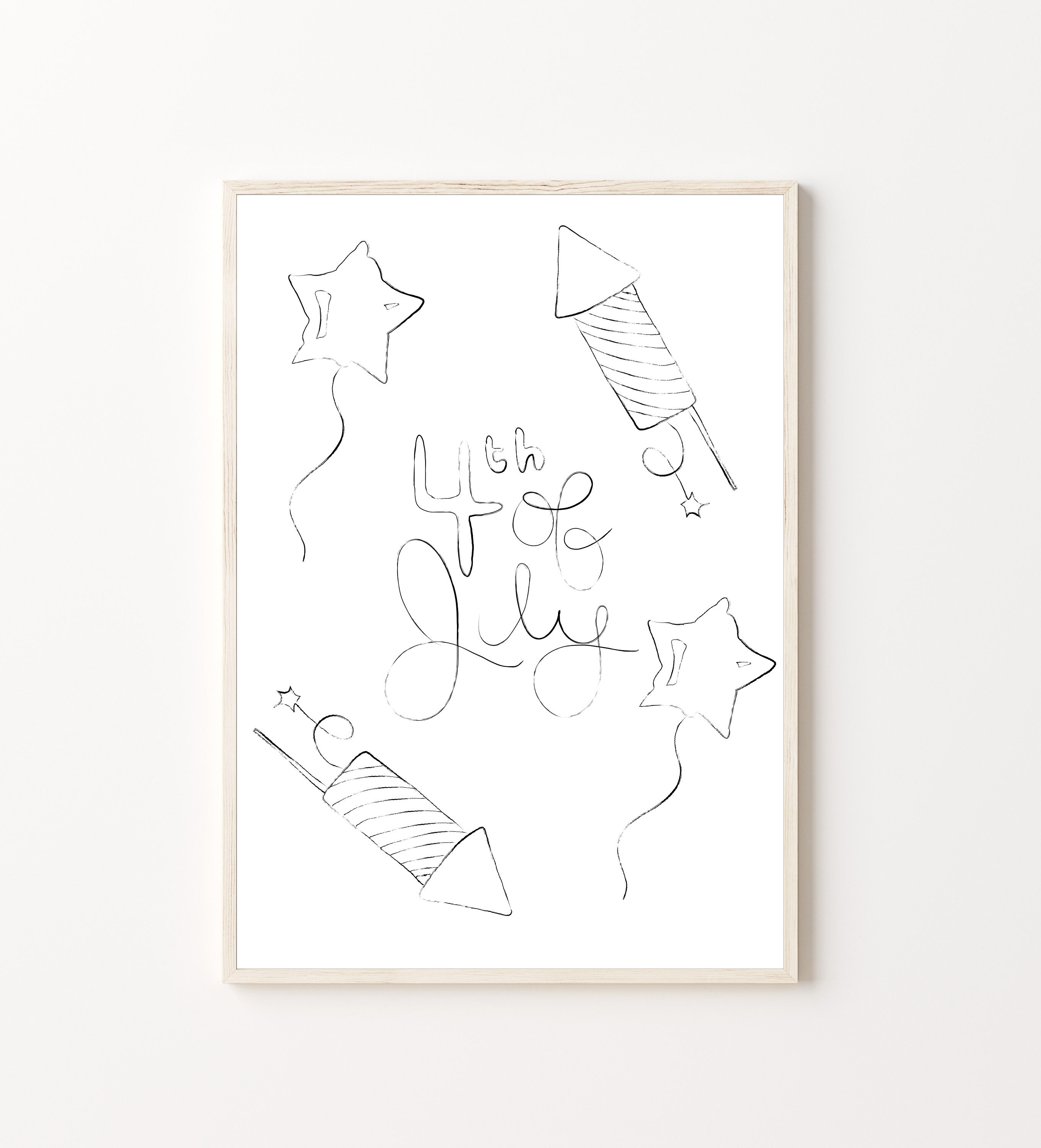 4th of July PNG Clipart Bundle, Independence Day Line Art Doodles, Hand ...