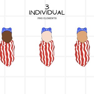 Fourth of July Baby Clip Art Bundle, Infant PNG Clipart Bundle, Girl ...