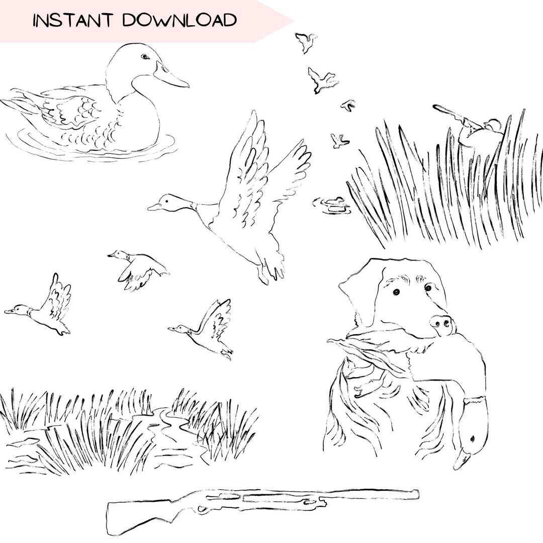 Duck Hunting Clipart Bundle, Marsh Hunting Labrador Dog PNG Clip Art ...