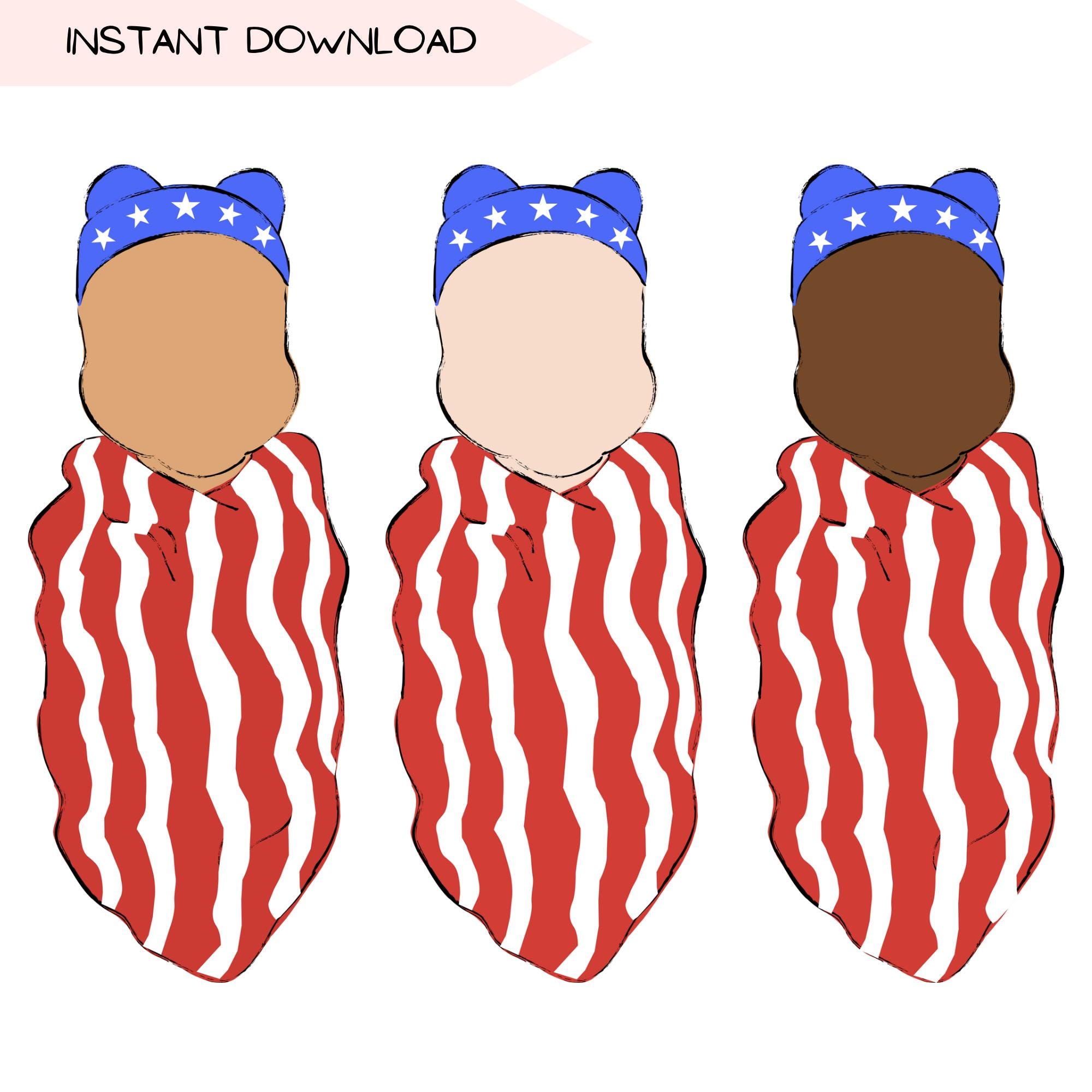 Fourth of July Baby Clip Art Bundle, Infant PNG Clipart Bundle, Girl ...