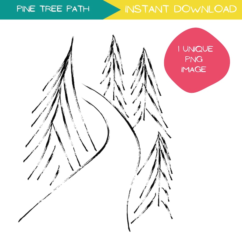 Forest Clip Art, Woodland Ink Drawing, Hand Drawn Landscape ...