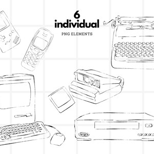 Vintage Tech Clip Art Bundle, Retro Gadget Illustration Clipart, 80s ...