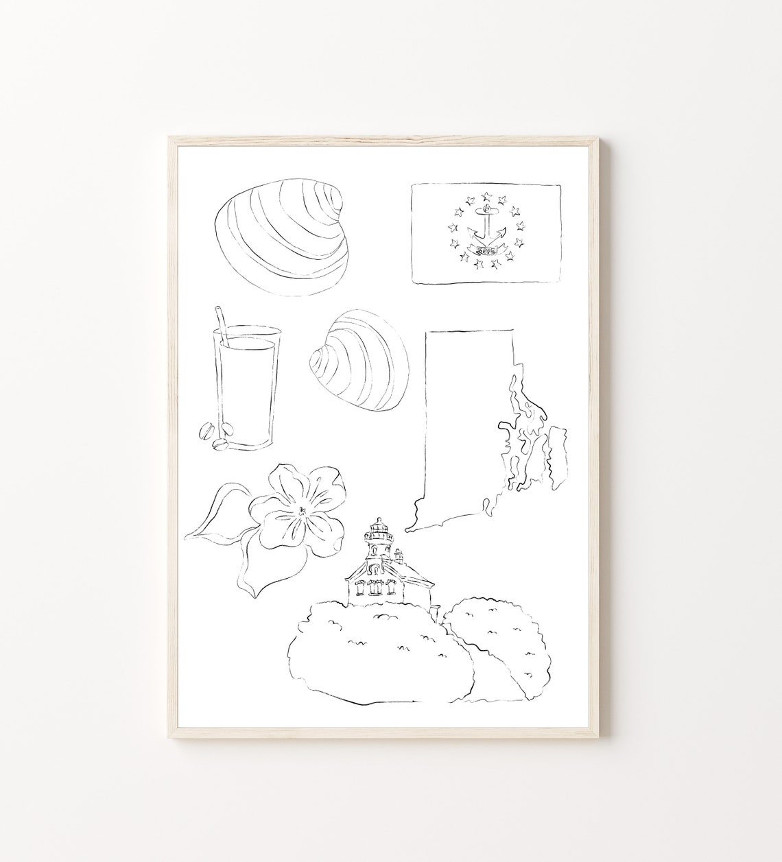 Rhode Island Clipart Bundle, Lighthouse Clip Art Designs, Minimalist ...