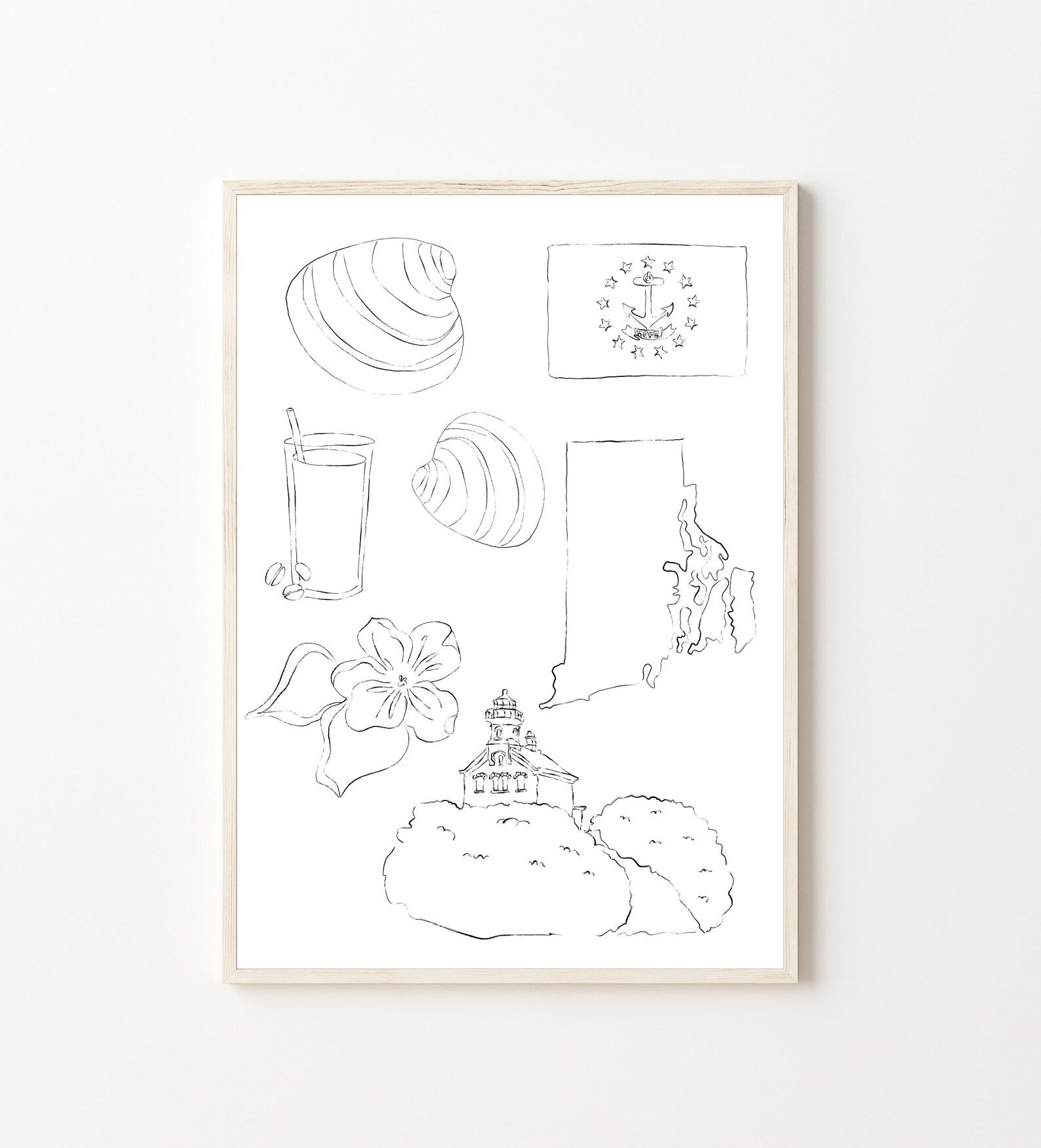 Rhode Island Clipart Bundle, Lighthouse Clip Art Designs, Minimalist ...