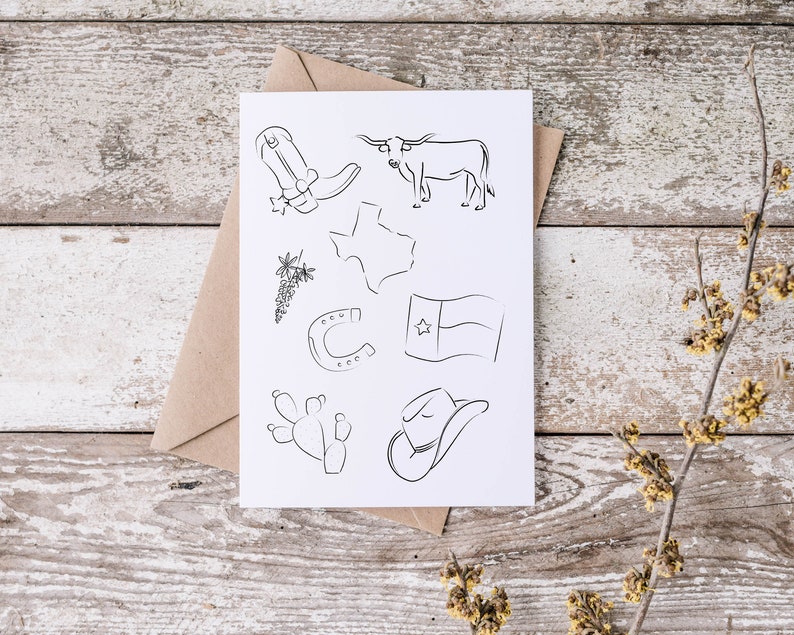 Texas Clipart Bundle, Alamo Line Art Simple, Southwest Printable Icons ...
