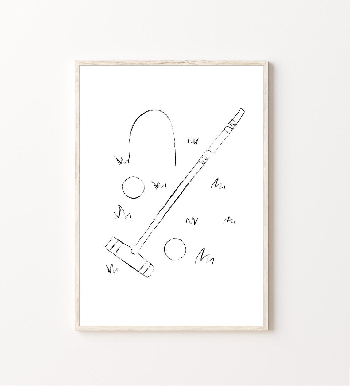 Croquet Clipart PNG Bundle, Yard Games Hand Drawn Line Art, Simple Wall ...