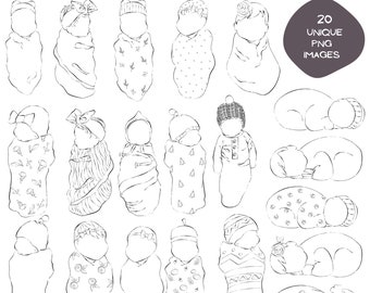 Newborn Baby Clip Art Bundle, Infant Medium Skin Tone PNG Clipart ...