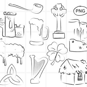 Ireland Clipart Bundle, Irish Travel Clip Art Designs, Minimalist Line ...