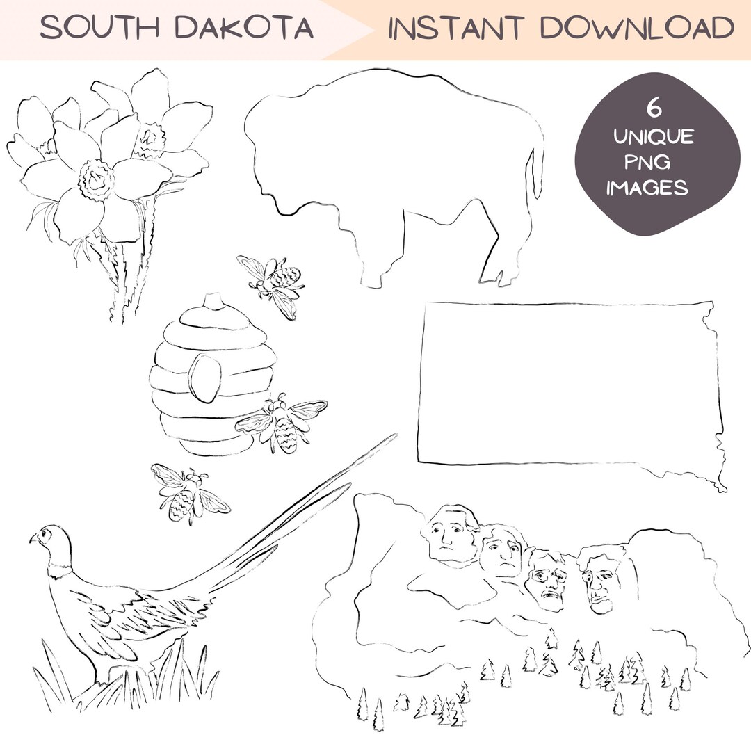 South Dakota Clipart Bundle, Western Travel Clip Art Designs ...