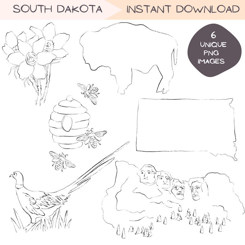 South Dakota Clipart Bundle, Western Travel Clip Art Designs ...
