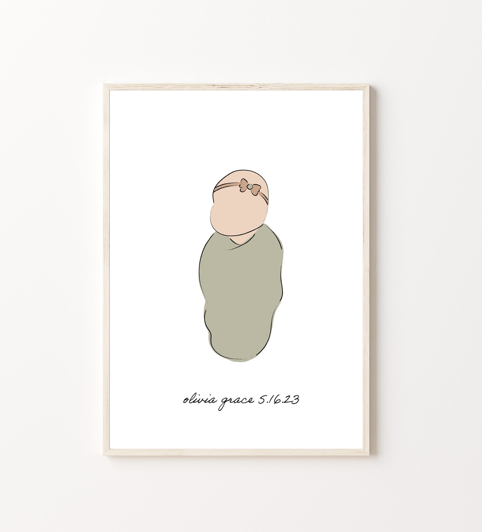 Newborn Baby Clip Art Bundle, Sage Green Gender Neutral Girl Boy Vector ...