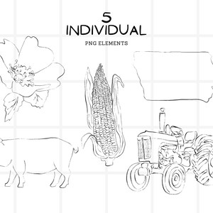 Iowa Clip Art, Simple Clipart Hand Drawn Illustration Bundle, Midwest ...