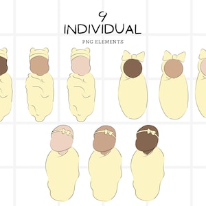 Newborn Baby Clip Art Bundle, Yellow Gender Neutral Girl Boy Vector ...