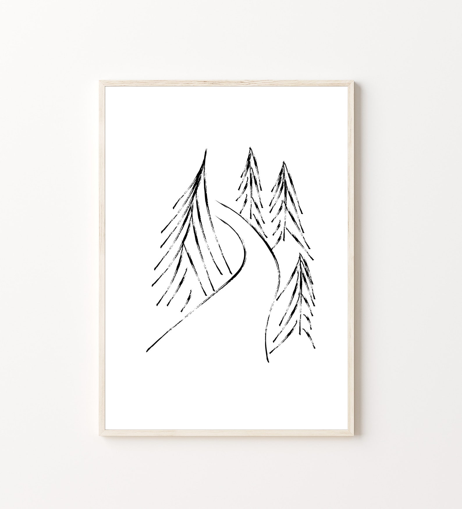 Forest Clip Art, Woodland Ink Drawing, Hand Drawn Landscape ...