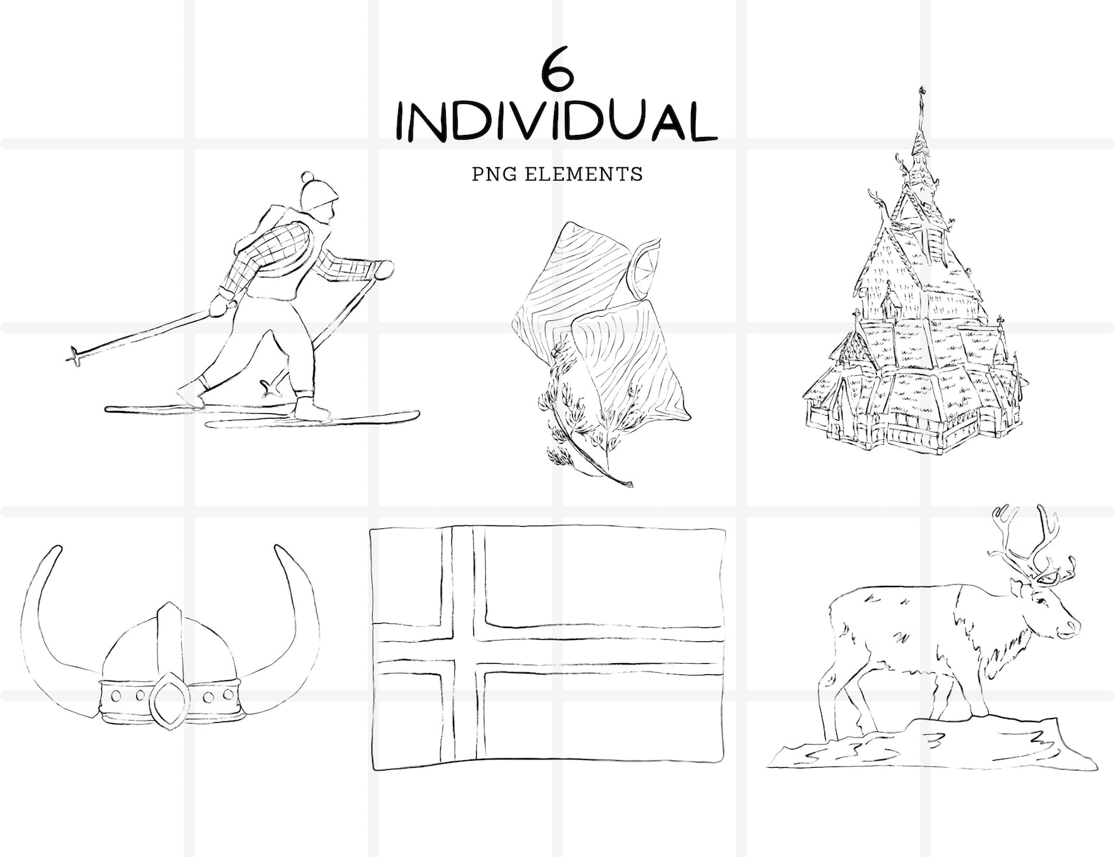 Norway Clipart Bundle, Scandinavian Travel Clip Art Designs, Minimalist ...