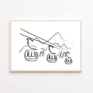 Switzerland PNG Clipart Bundle, Hand-drawn Alps Line Art, Gondola ...