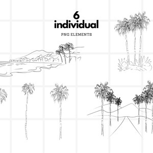 West Coast Clip Art, Palm Tree California Beach Town Line Art, Simple ...