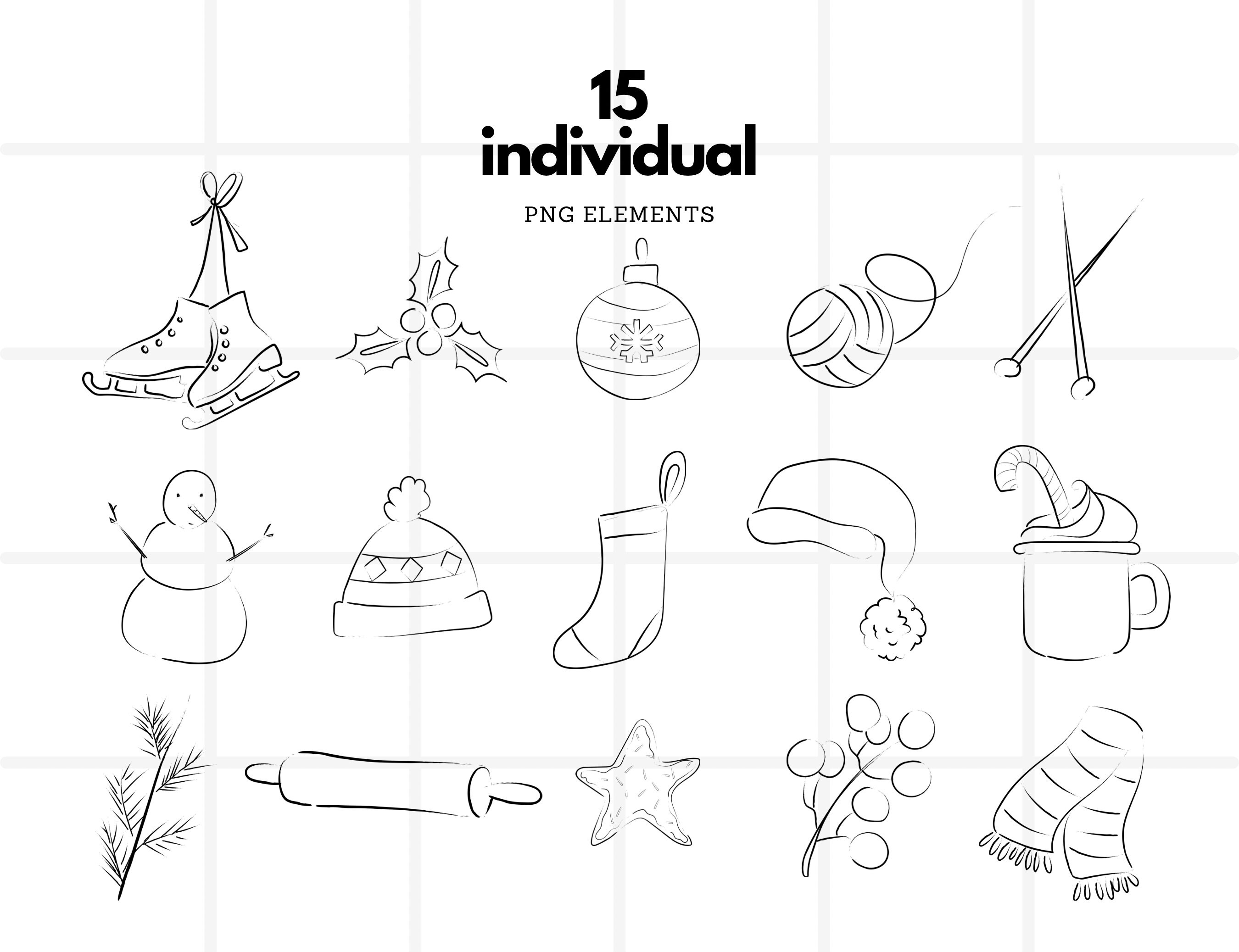 Winter Clip Art Bundle, Christmas Holiday Clipart PNG, Simple ...