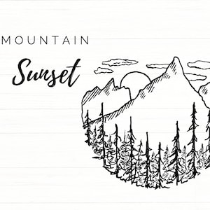 Nature Forest Landscape Clip Art Simple Circle Line Art - Etsy