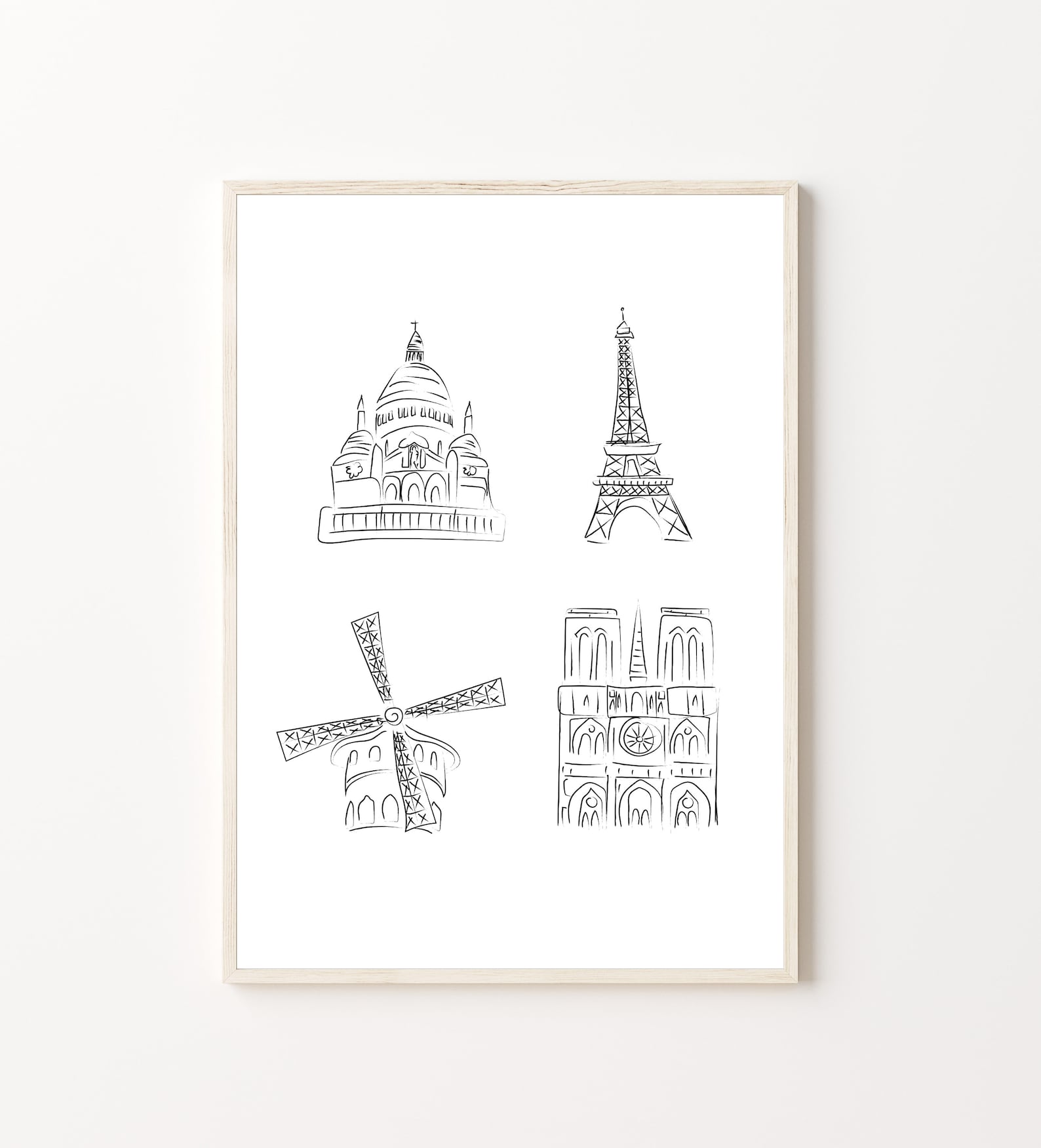 Paris Clipart Bundle, France Travel Clip Art Designs, Minimalist Line ...