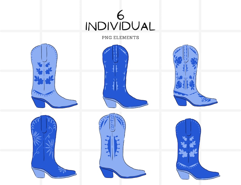 Cowgirl Boot Clipart, Bright Blue Modern Cowboy Boots Clip Art, Cute ...