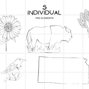 Kansas Clip Art, Simple Clipart Hand Drawn Illustration Bundle, Midwest ...