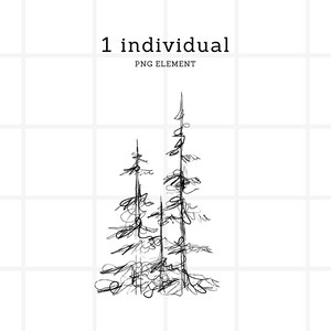 Forest Clip Art, Squiggle Sketched Pine Tree PNG, Minimalist Woodland ...