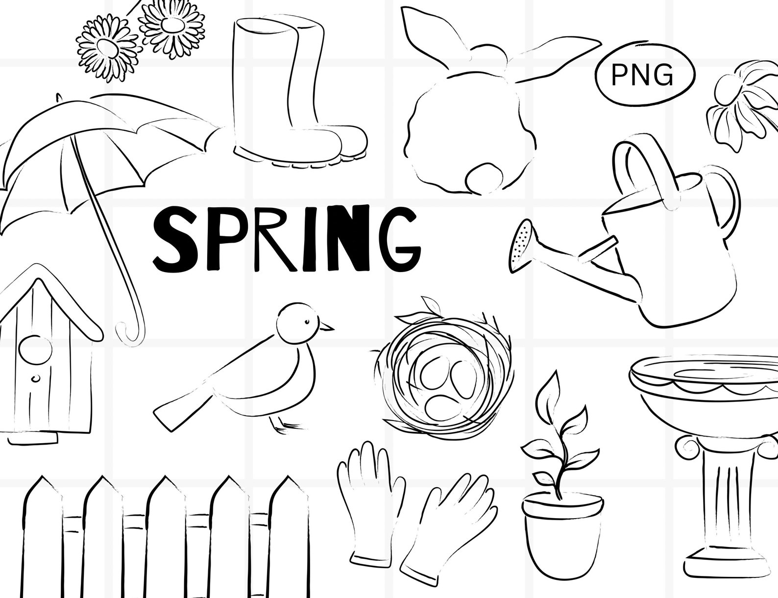 4 Seasons Line Art Clip Art Bundle, Clipart PNG, Simple Minimalist Hand ...