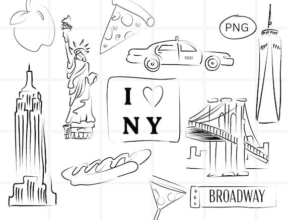 New York Skyline Black And White Clip Art