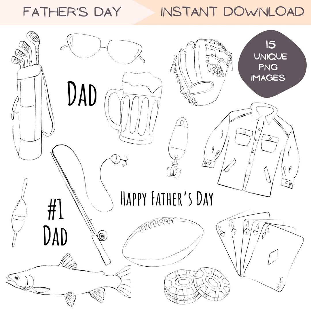 Fathers Day Line Art Clip Art Bundle, 1 Dad Clipart Simple Minimalist ...