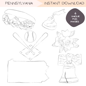 Pennsylvania Clip Art Bundle: Hand Drawn Philadelphia Designs (PNG ...