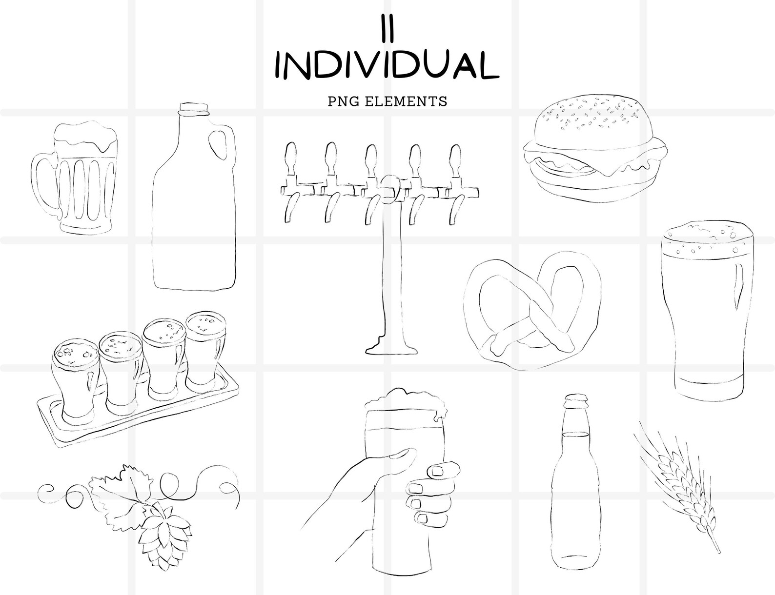 Brewery Clip Art Bundle, Oktoberfest Hand-drawn Beer Designs, Tap ...