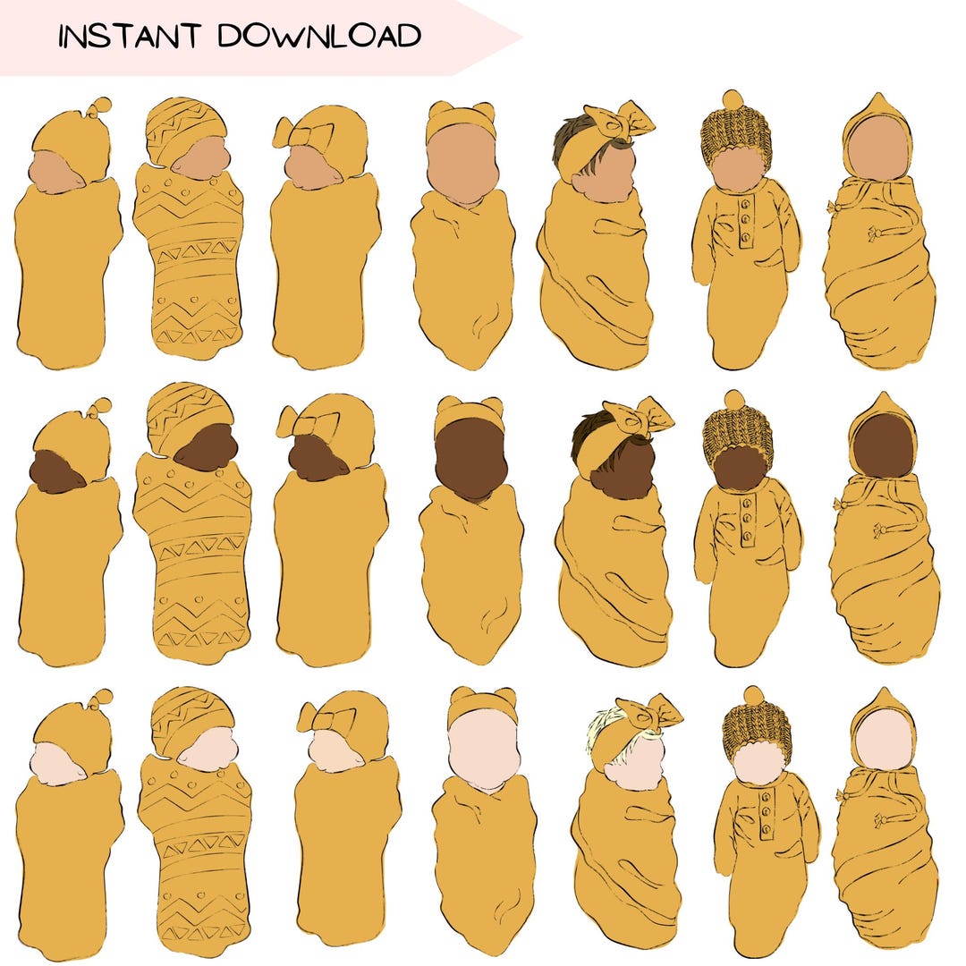 Mustard Yellow Newborn Baby Design Clip Art Bundle, Gender Neutral ...
