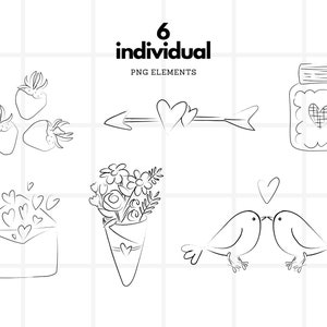 Valentine's Day Clip Art Bundle, Heart Doodle Clipart, Simple Love Bird ...