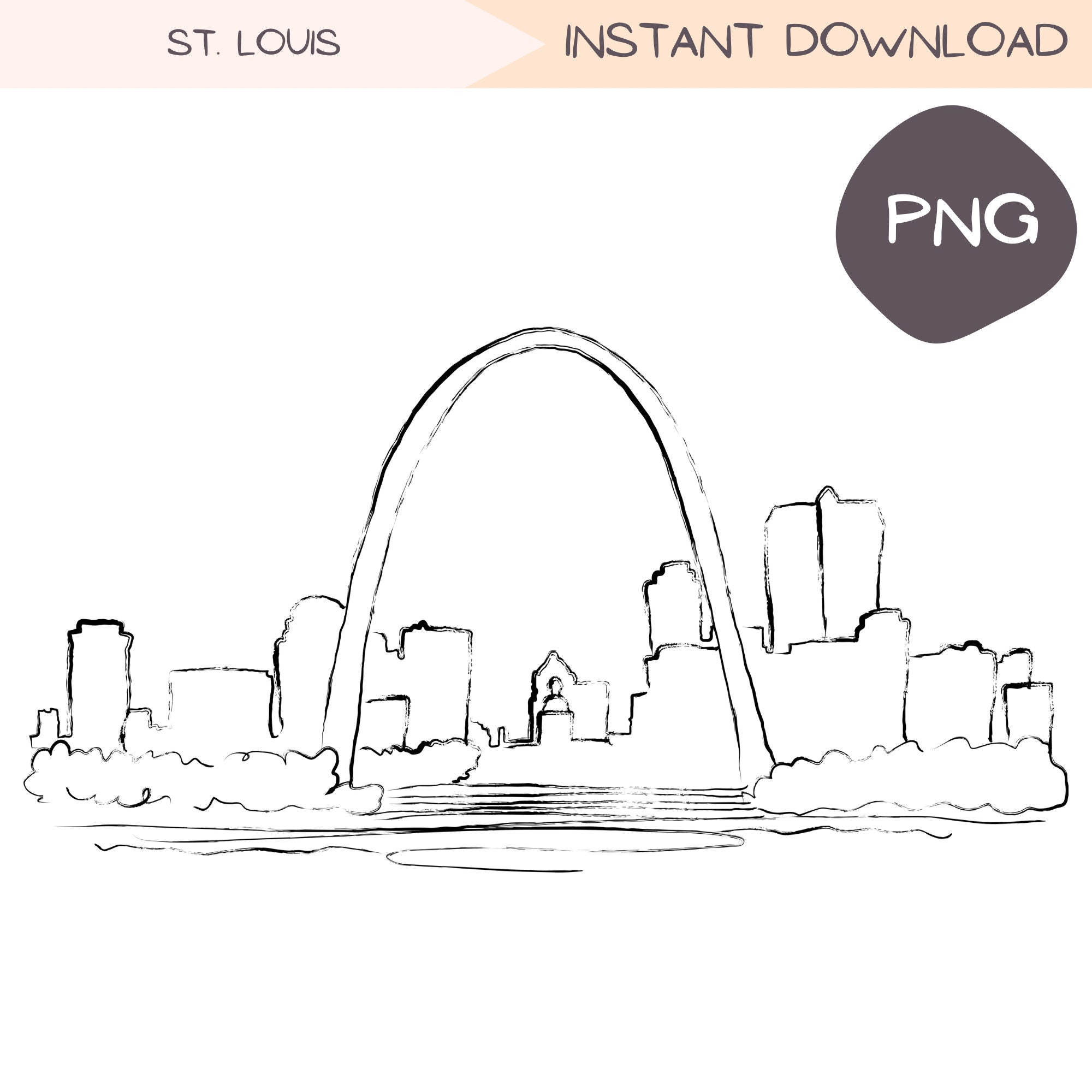 St. Louis Arch Cityscape Clip Art, Missouri Route 66 Road-trip Hand ...