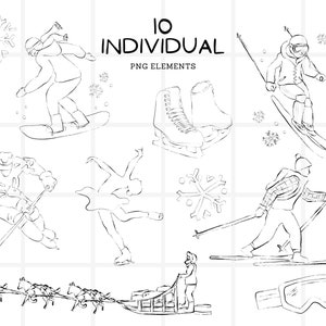 Winter Sports Clipart Bundle, Skiing Snowboarding Clip Art Designs ...
