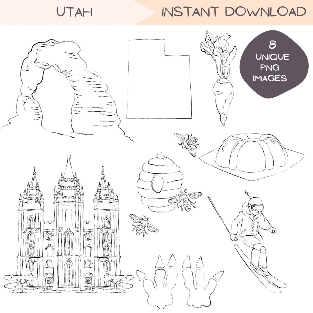 Utah Clipart Bundle, United States Travel Clip Art Designs, Moab ...