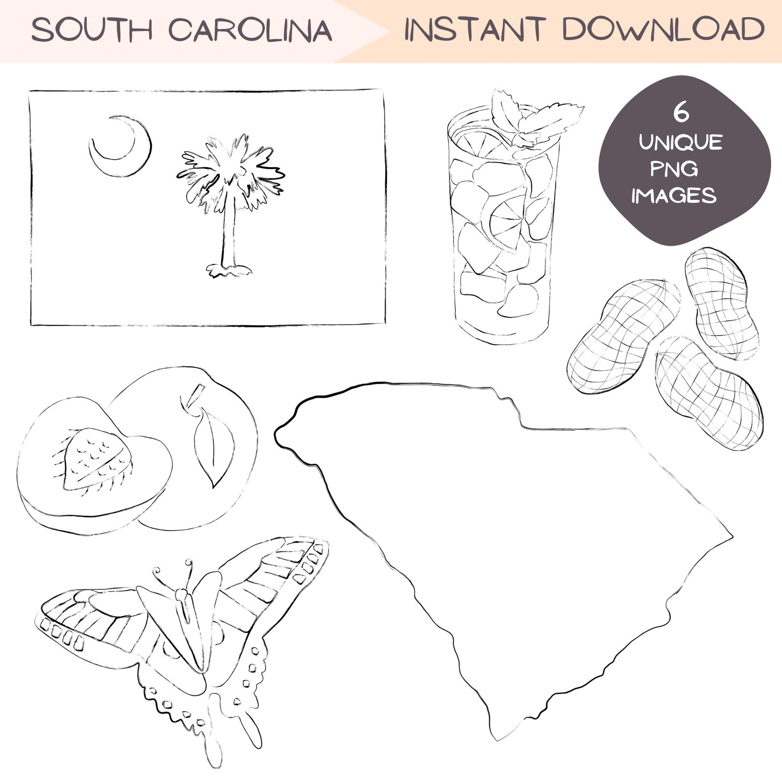 South Carolina Clipart Bundle, Southern Travel Clip Art Designs ...