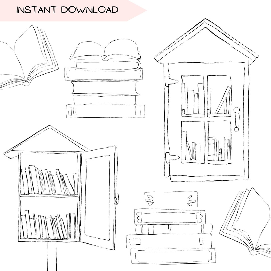 Lending Library Clipart Bundle, Free Library Clip Art Designs, Bookish ...