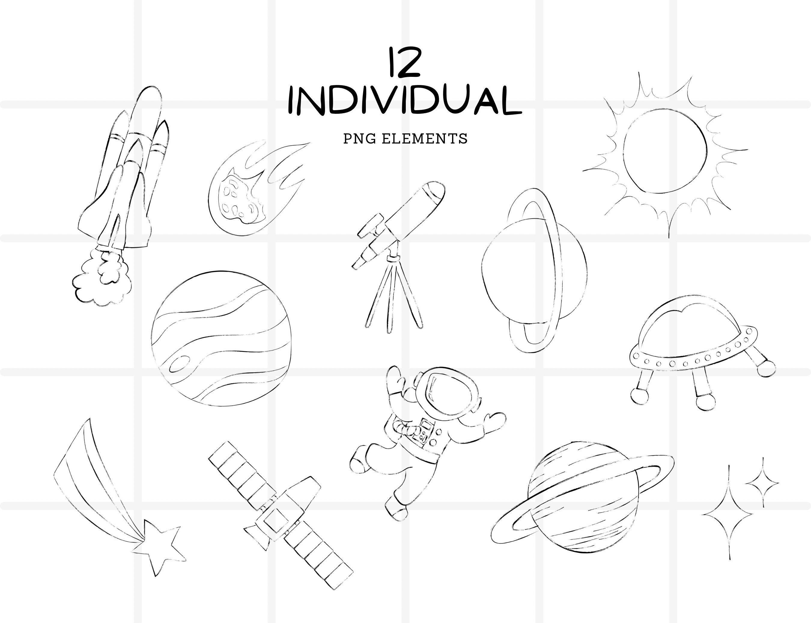 Outer Space Clip Art Bundle Hand Drawn Nature PNG Minimalist - Etsy
