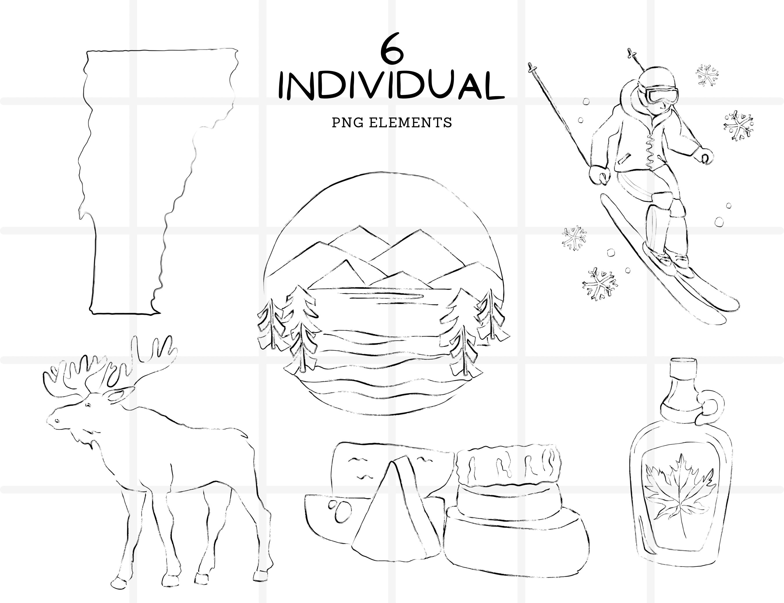 Vermont Clipart Bundle, New England Clip Art Designs, Minimalist Line ...