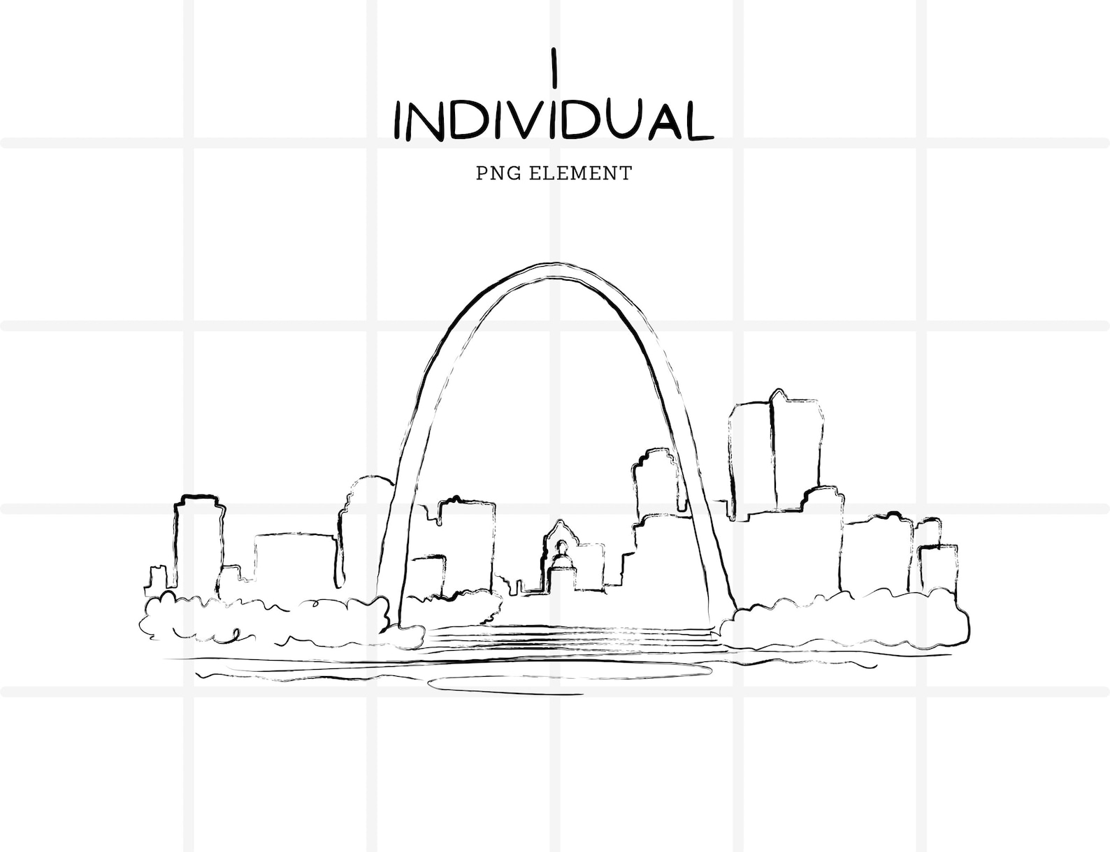 St. Louis Arch Cityscape Clip Art, Missouri Route 66 Road-trip Hand ...