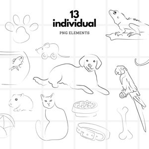 Pet Store Clip Art Bundle Simple Pets Line Art Clipart - Etsy