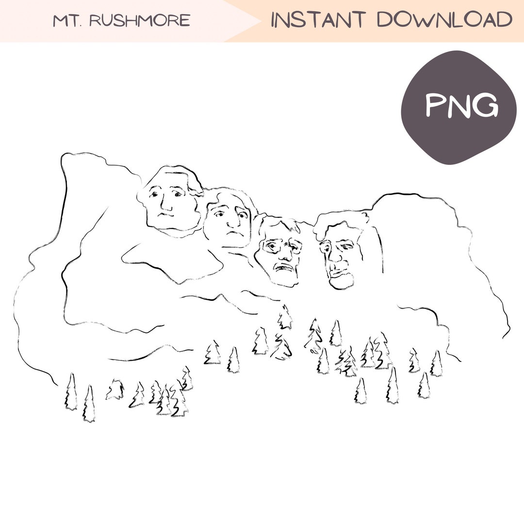 Mount Rushmore South Dakota Clipart Illustration Sketch, Western Travel ...
