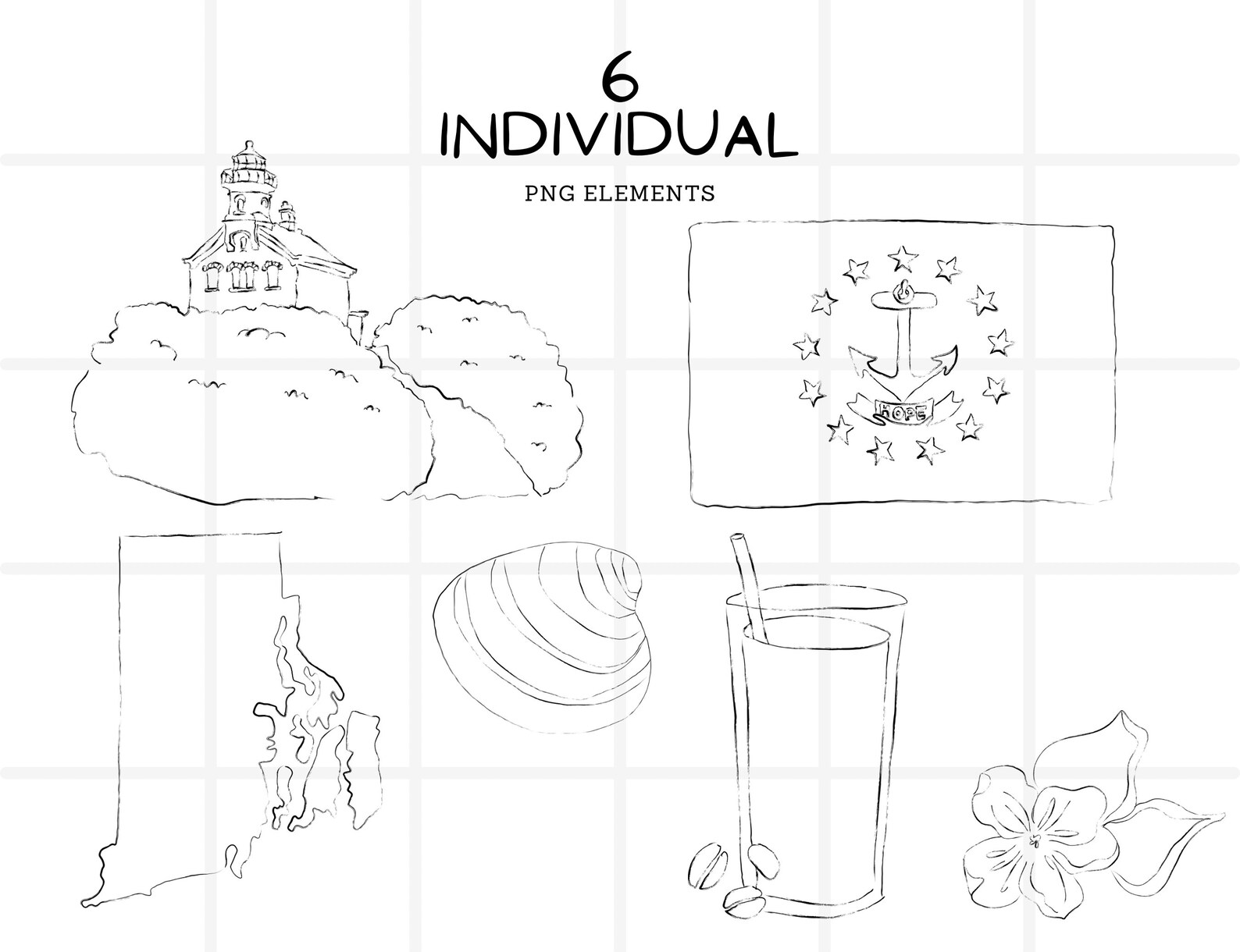 Rhode Island Clipart Bundle, Lighthouse Clip Art Designs, Minimalist ...