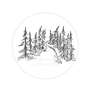 Forest Path Clipart PNG, Hand Drawn Woodland Scene Line Art, Forest ...