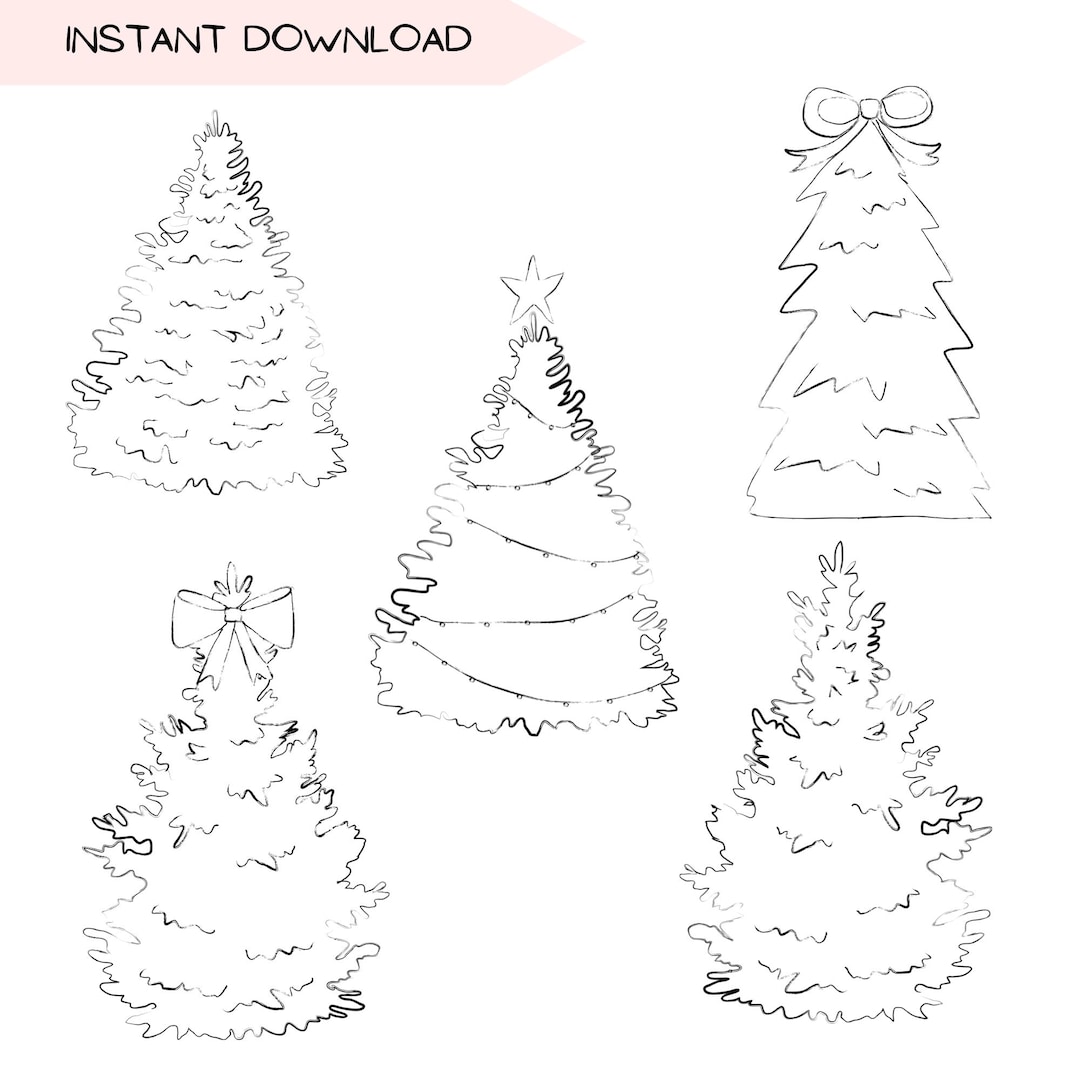 Christmas Trees Clip Art Set Transparent PNG Files for Holiday Crafts ...