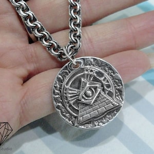 Silver Pendant All-seeing Eye in the Pyramid / Silver Pendant Eye of ...