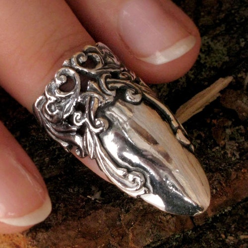 Fingernail Silver Pointer Finger Claw Nail Ring Armor / Finger - Etsy